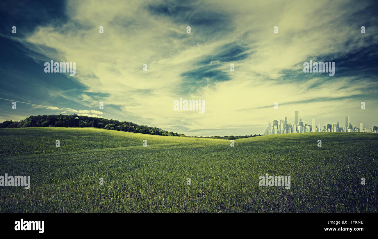 Big city on horizon, abstract environmental backgrounds Stock Photo - Alamy