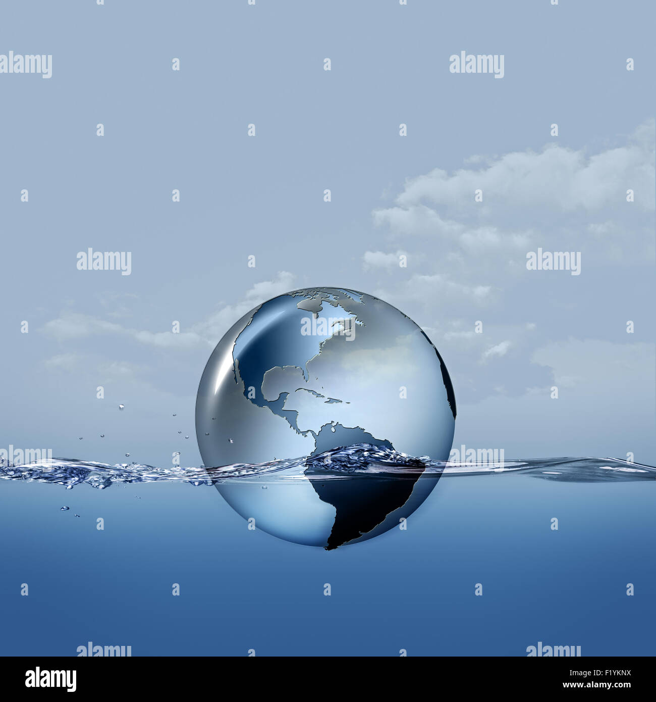 Earth planet on the water waves, abstract eco backgrounds Stock Photo ...
