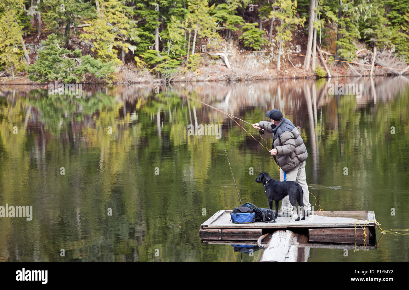 Man,Canada,Dog,Fly Fishing,Loggers Lake Stock Photo - Alamy