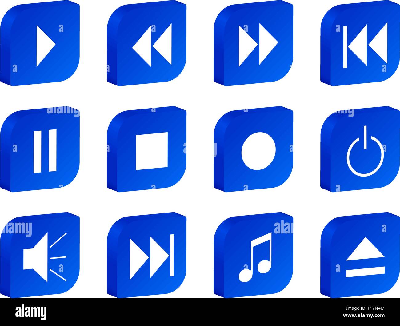 3D audio video blue icon set. Vector illustration Stock Vector Image ...