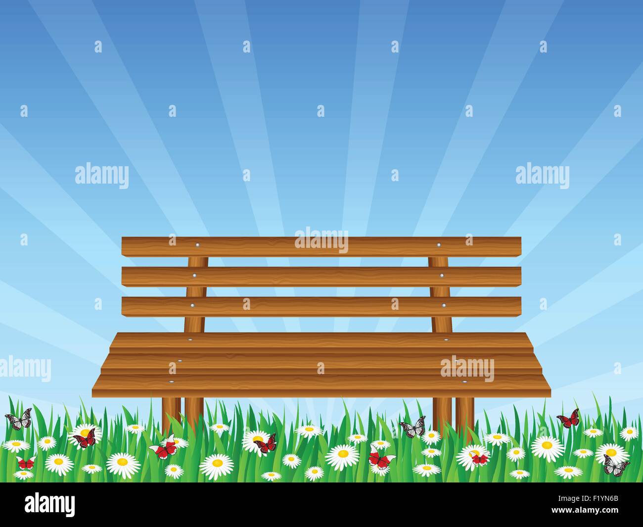 Wooden bench on park. Vector illustration Stock Vector Image & Art - Alamy