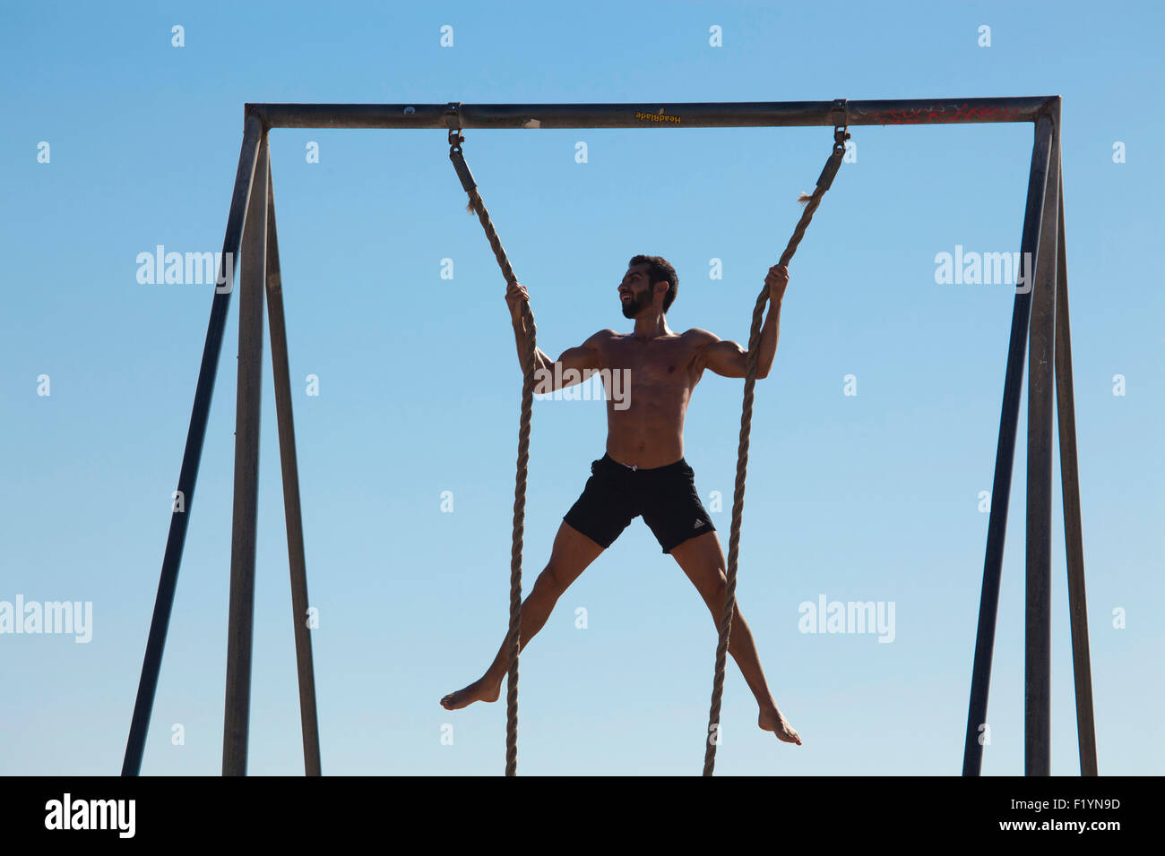 Gymnastics at the beach, Muscle Beach, Venice Beach, California, USA ...