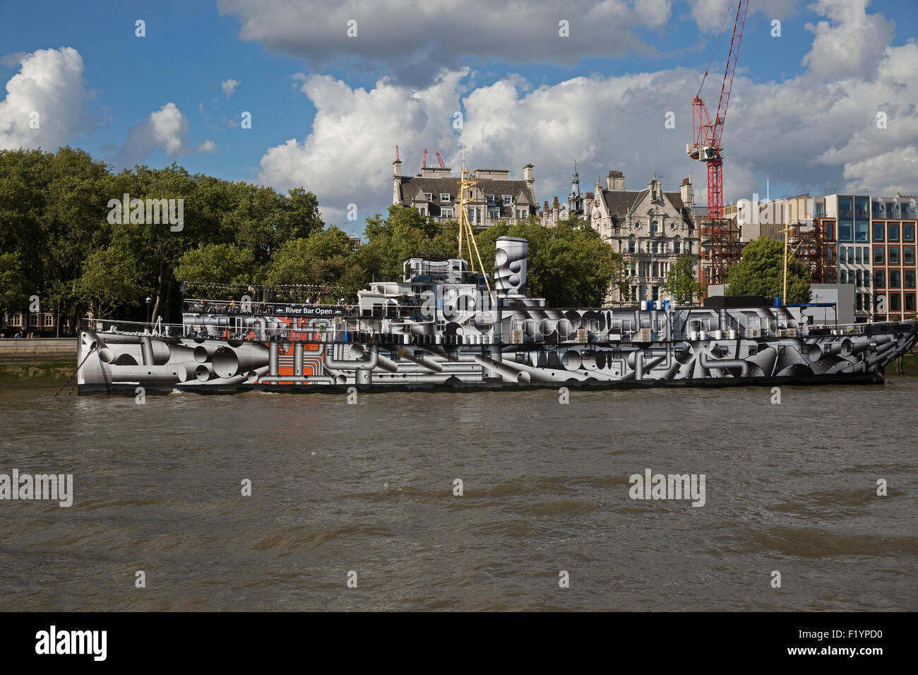 HMS President moored on the River Thames by Victoria Embankment in ...