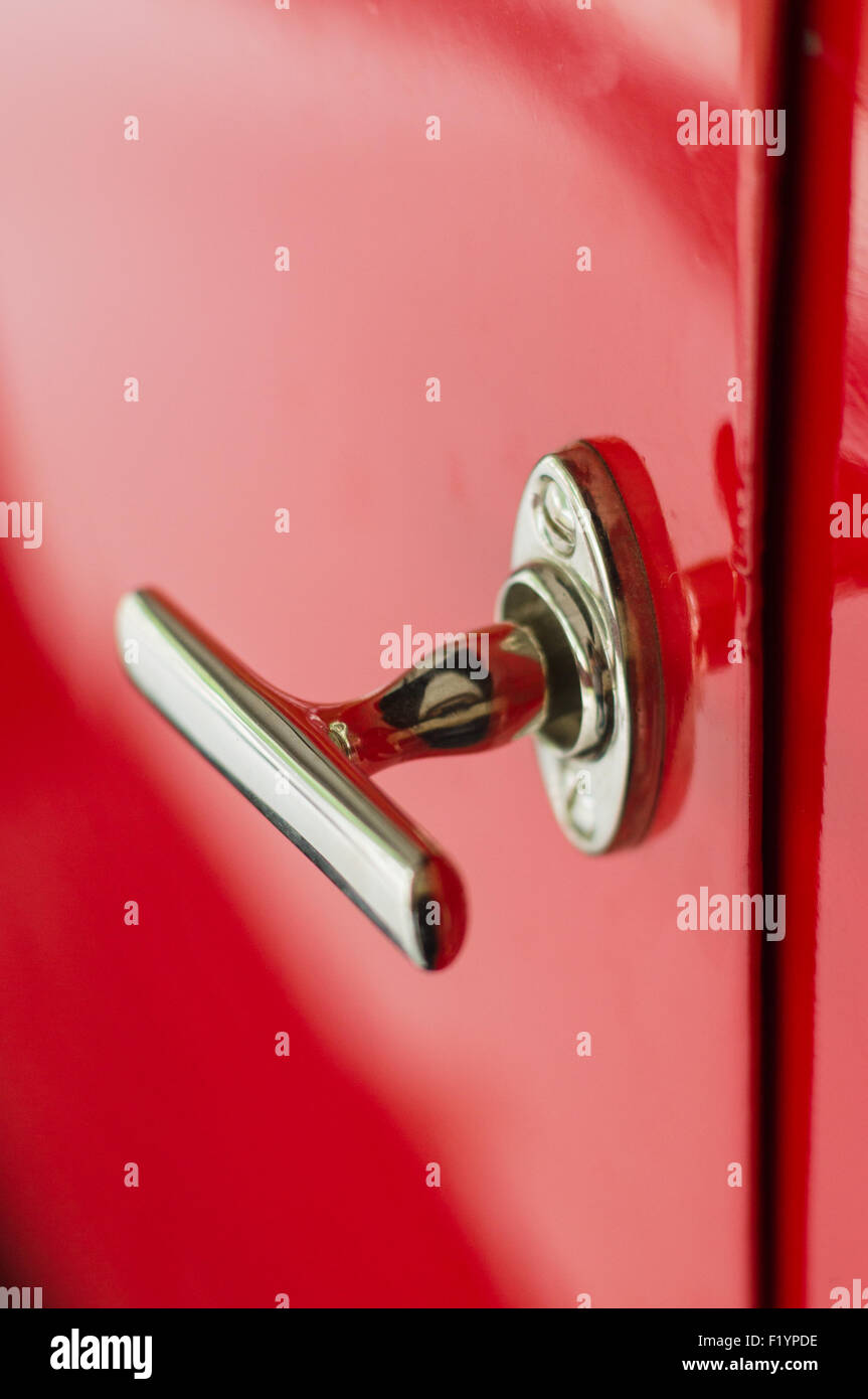 Shiny retro style door handle of old classic car Stock Photo - Alamy