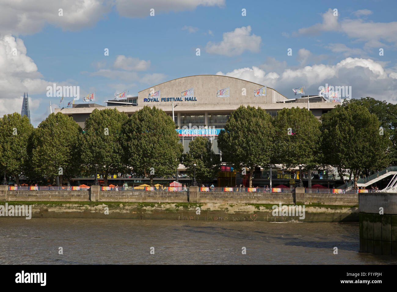 The Royal Festival Hall on the River Thames embankment in London Stock ...