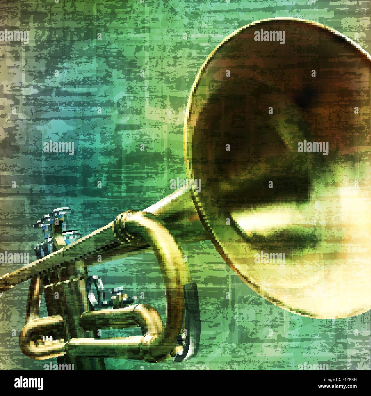abstract music grunge vintage background trumpet vector illustration ...