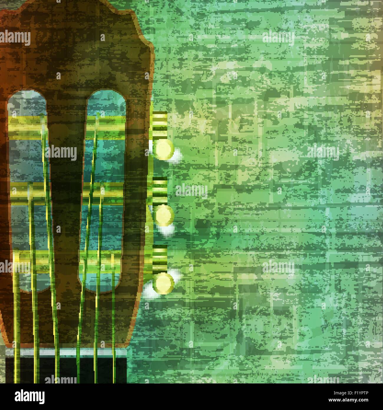 abstract music grunge vintage background with acoustic guitar vector ...