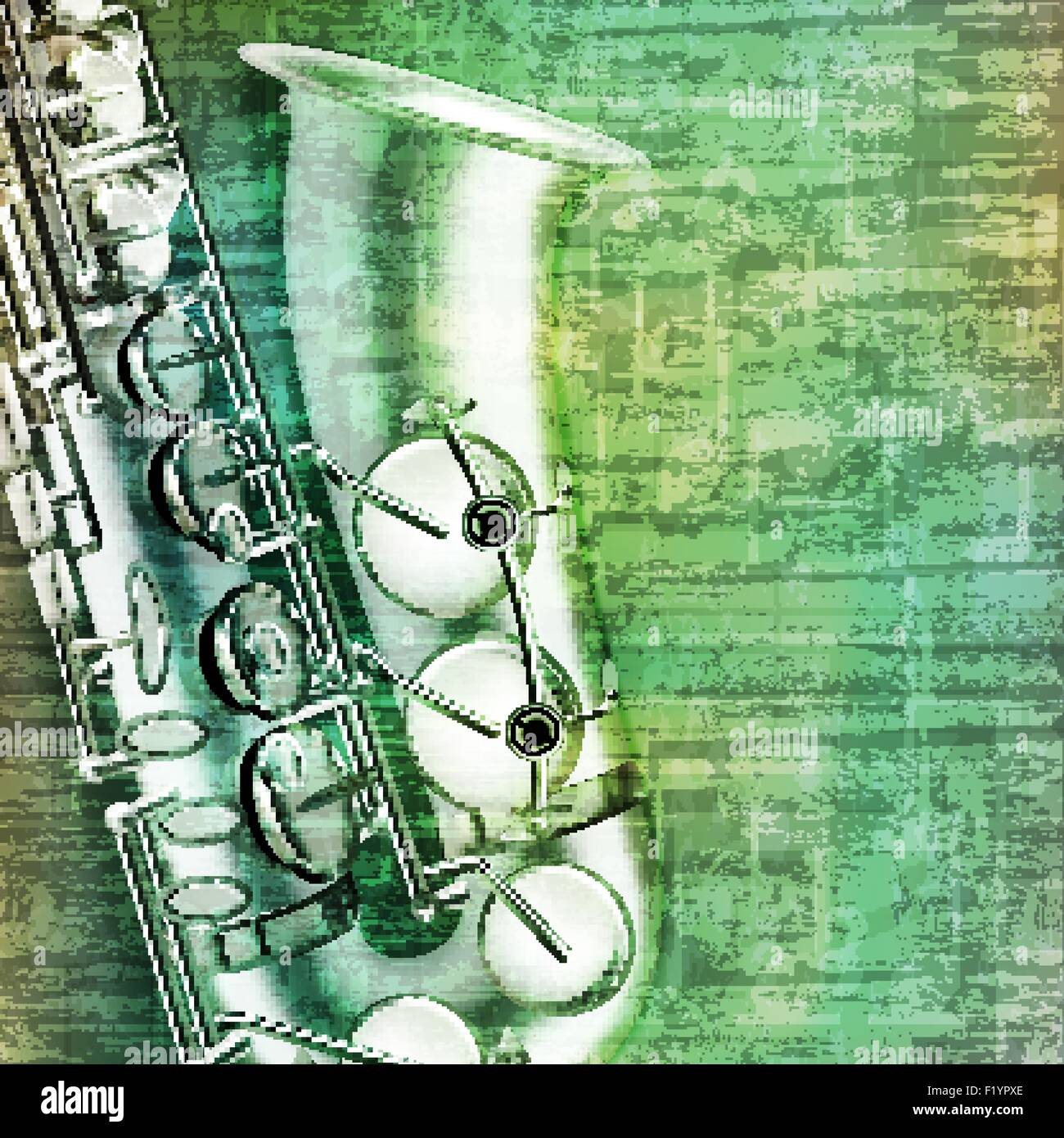 abstract music grunge vintage background with saxophone vector ...