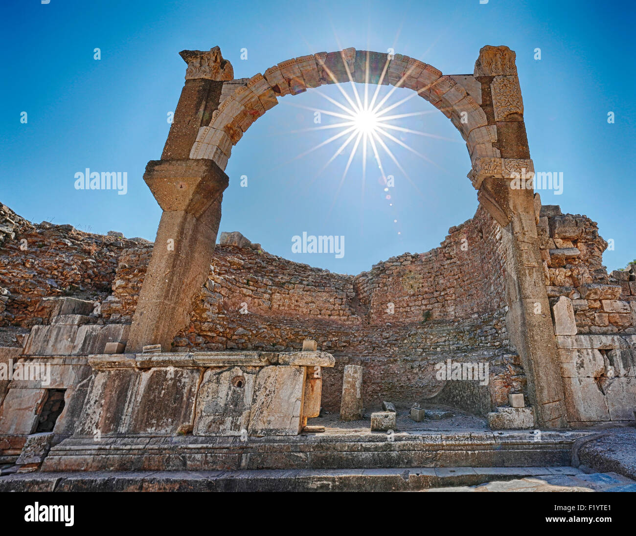 Ephesus: Pollio fountain Stock Photo - Alamy