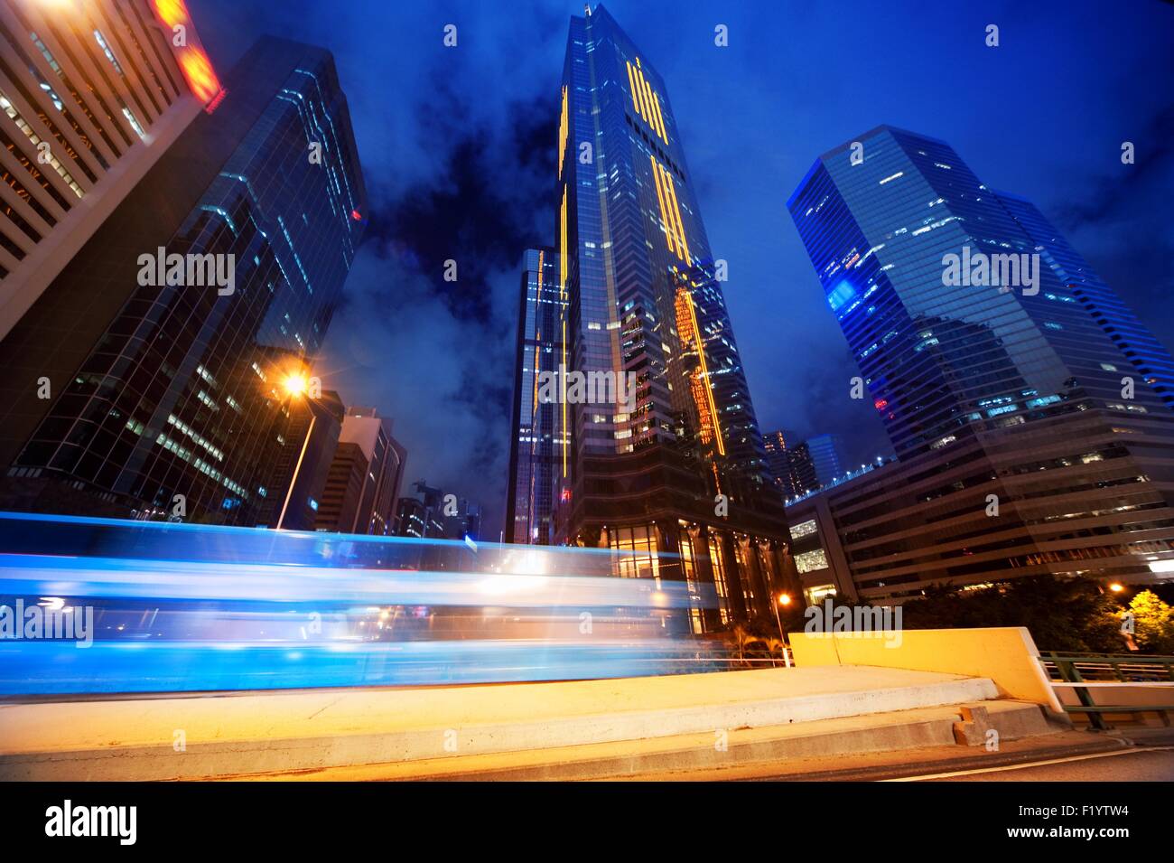 Fast moving bus at night Stock Photo - Alamy