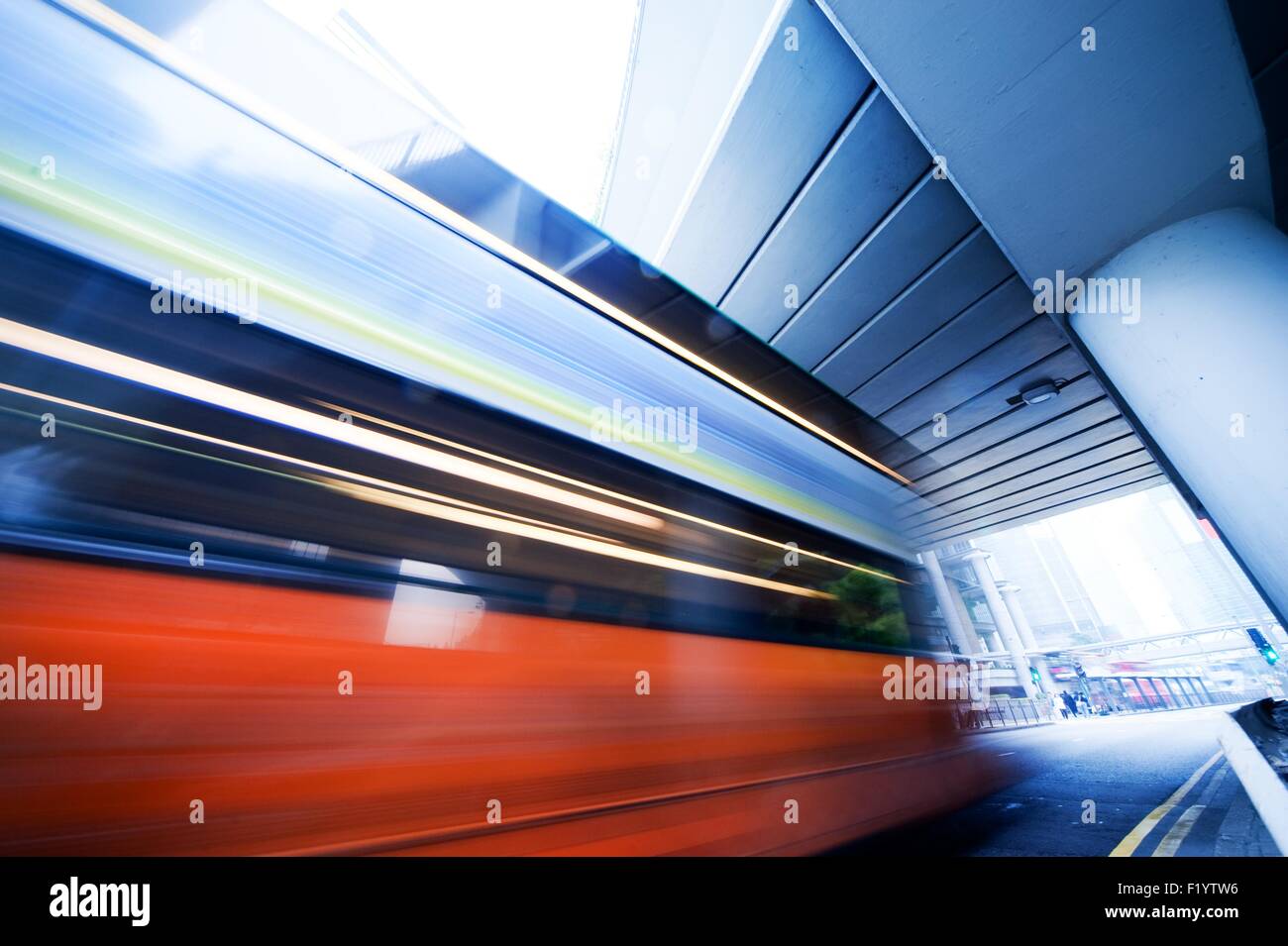 Fast moving bus Stock Photo - Alamy