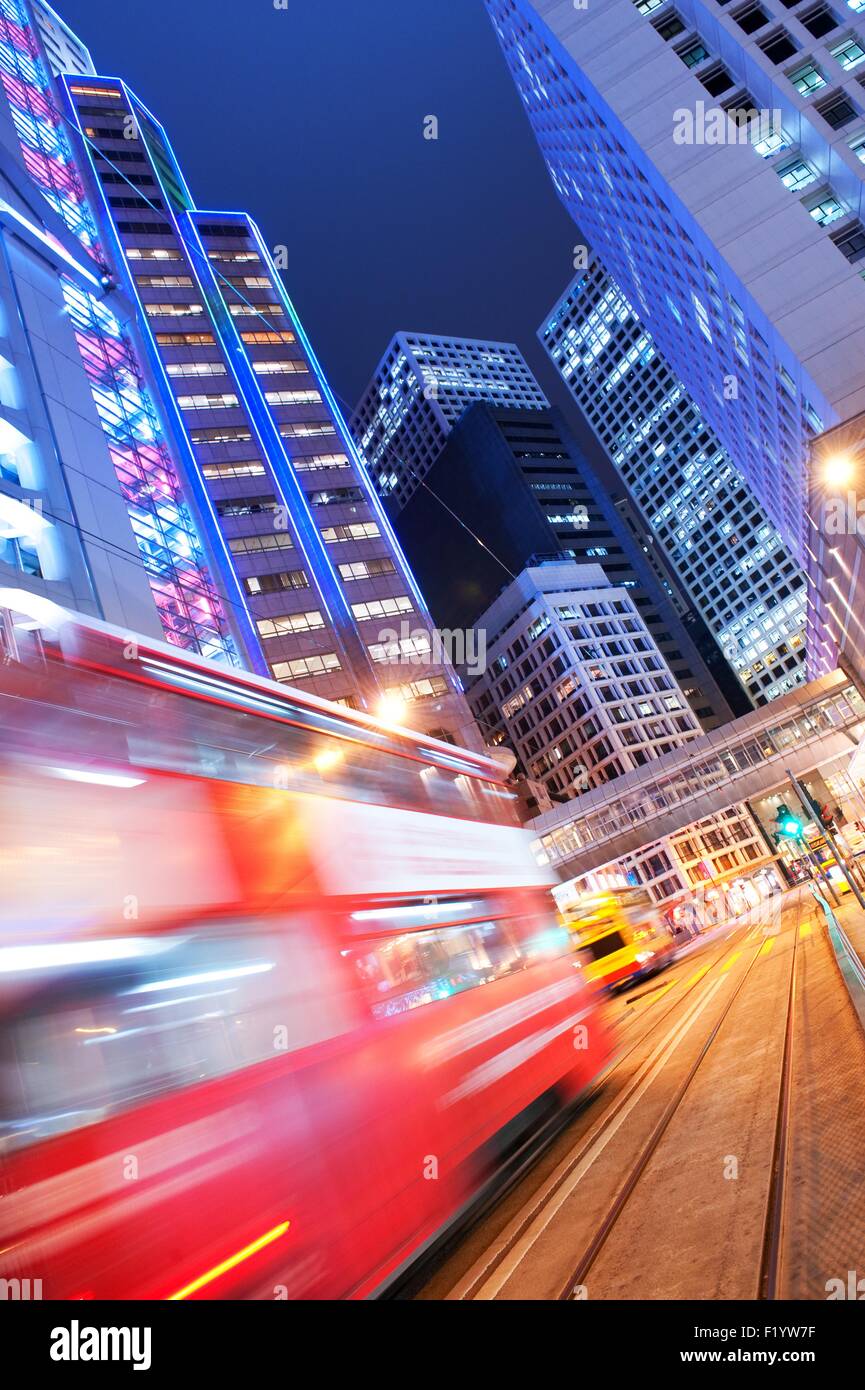 Fast moving bus at night Stock Photo - Alamy