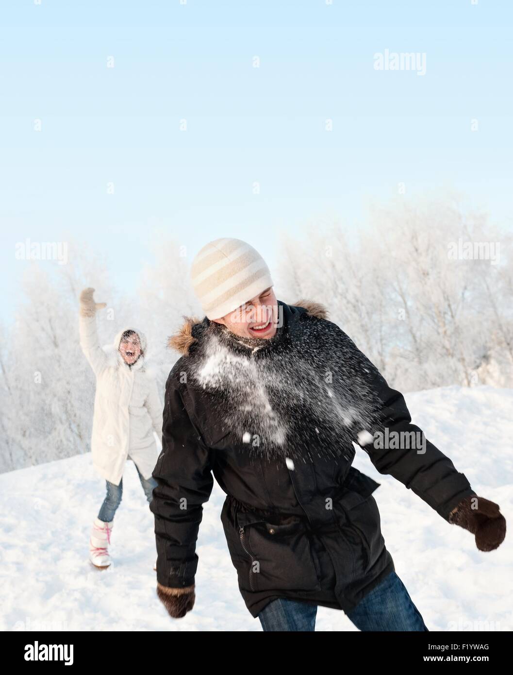 Snowballs fighting hi-res stock photography and images - Alamy