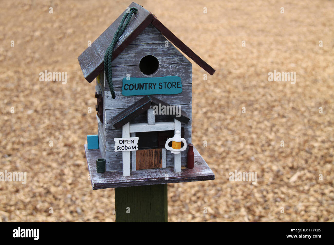 A Cute Design Wooden Bird Box on a Post Stock Photo - Alamy