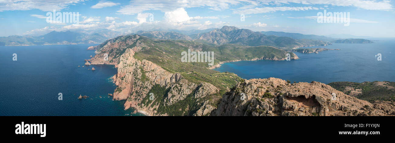 Coastal and mountain scenery, Gulf of Porto, Corsica, France Stock ...