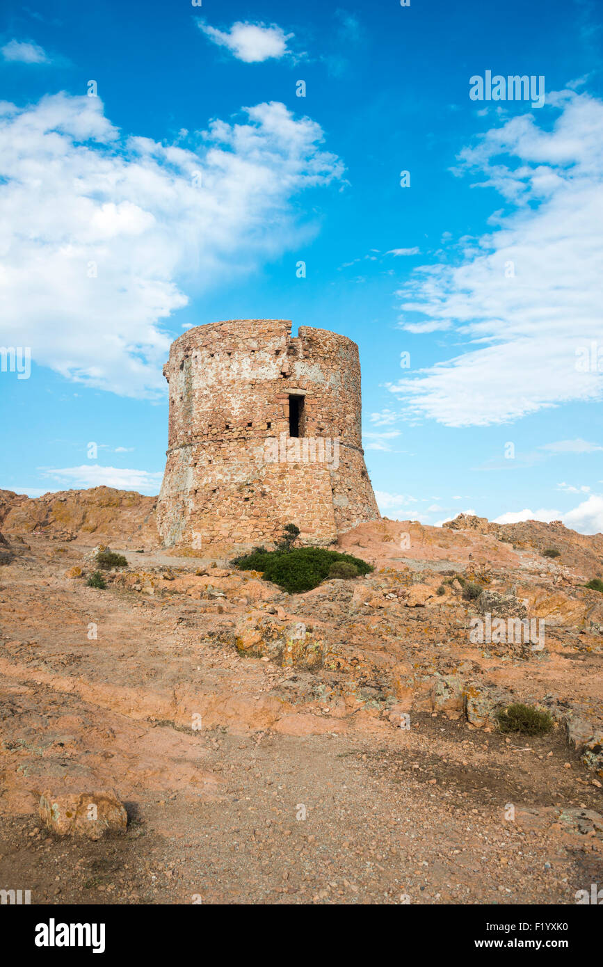Genoese tower, Gulf of Porto, Corsica, France Stock Photo - Alamy