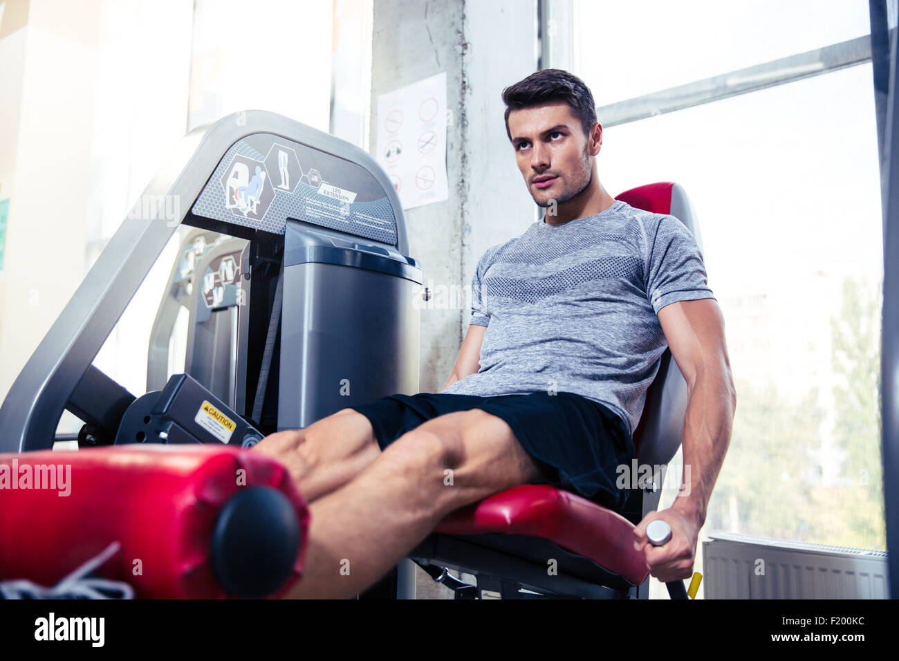 Portrait handsome bodybuilder doing exercise hi-res stock photography ...