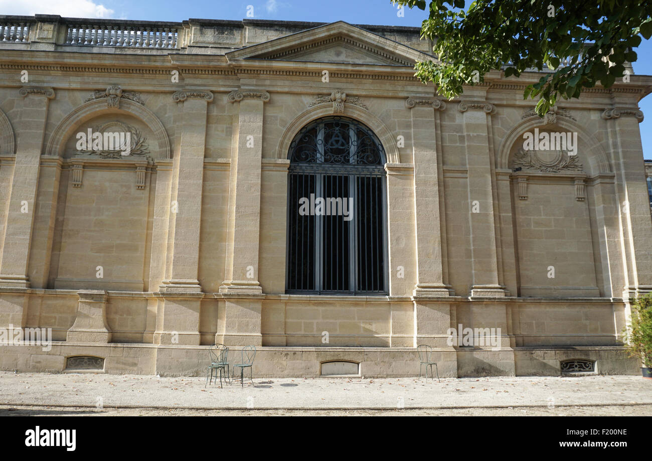 BORDEAUX, FRANCE, historic buildings in yellow stone in the garden ...