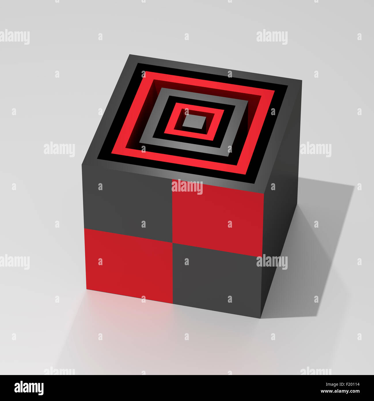 3d rendering of a black and red abstract cube Stock Photo - Alamy
