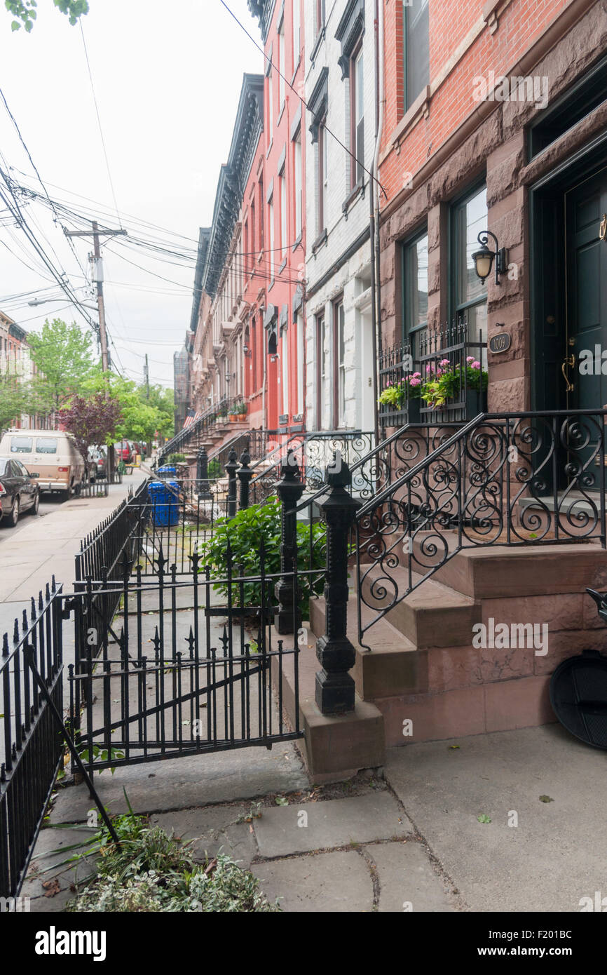 American Early 20th Century Brownstone Terrace in Hoboken New Jersey ...