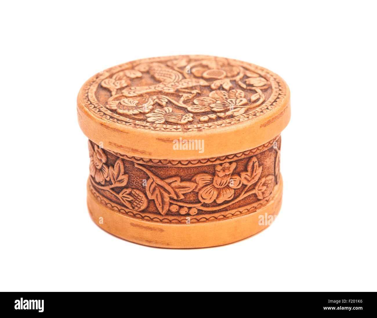 wooden round box on white background Stock Photo - Alamy