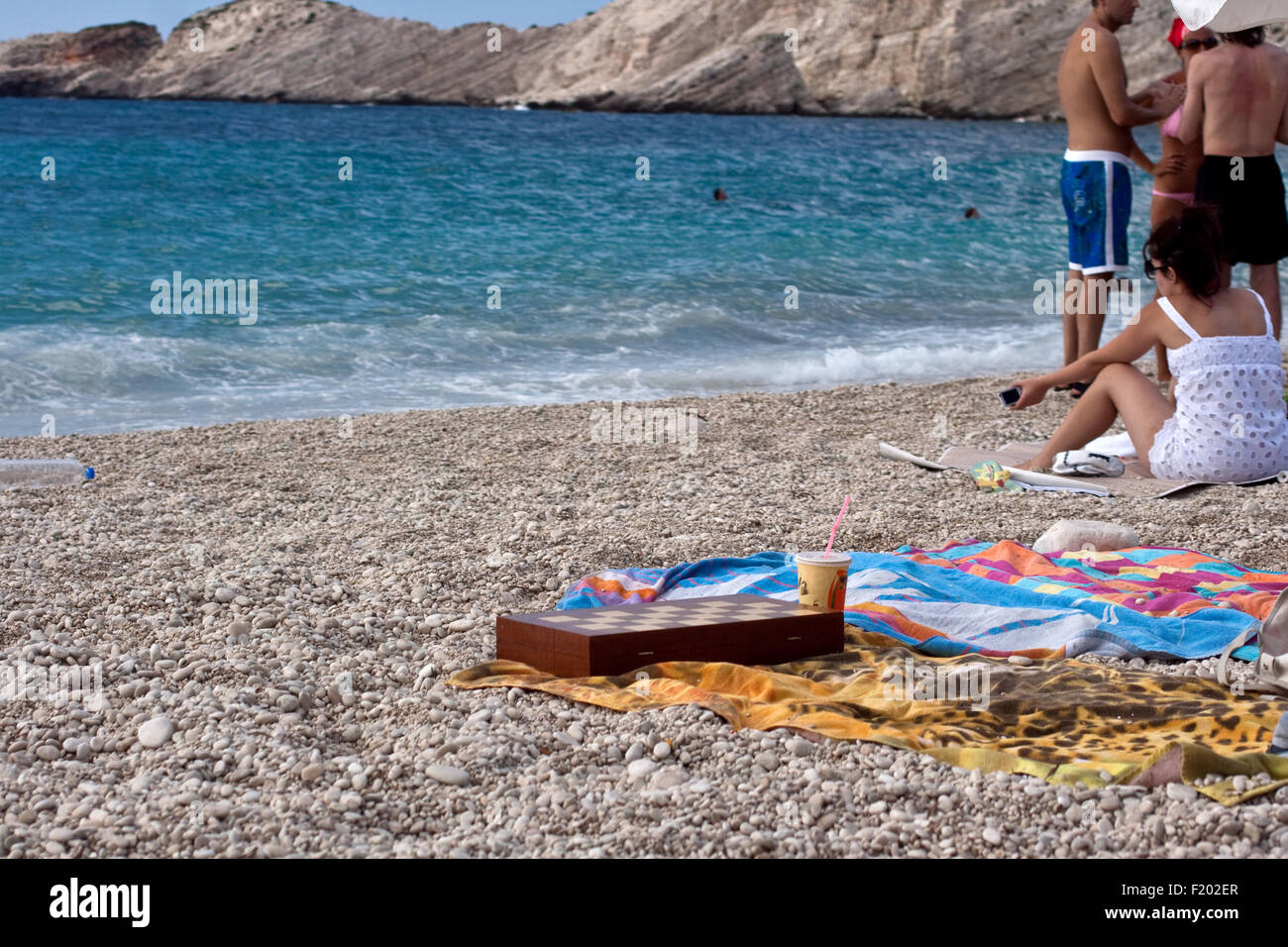 Chess game on the beach, Petani - Kefalonia Stock Photo - Alamy
