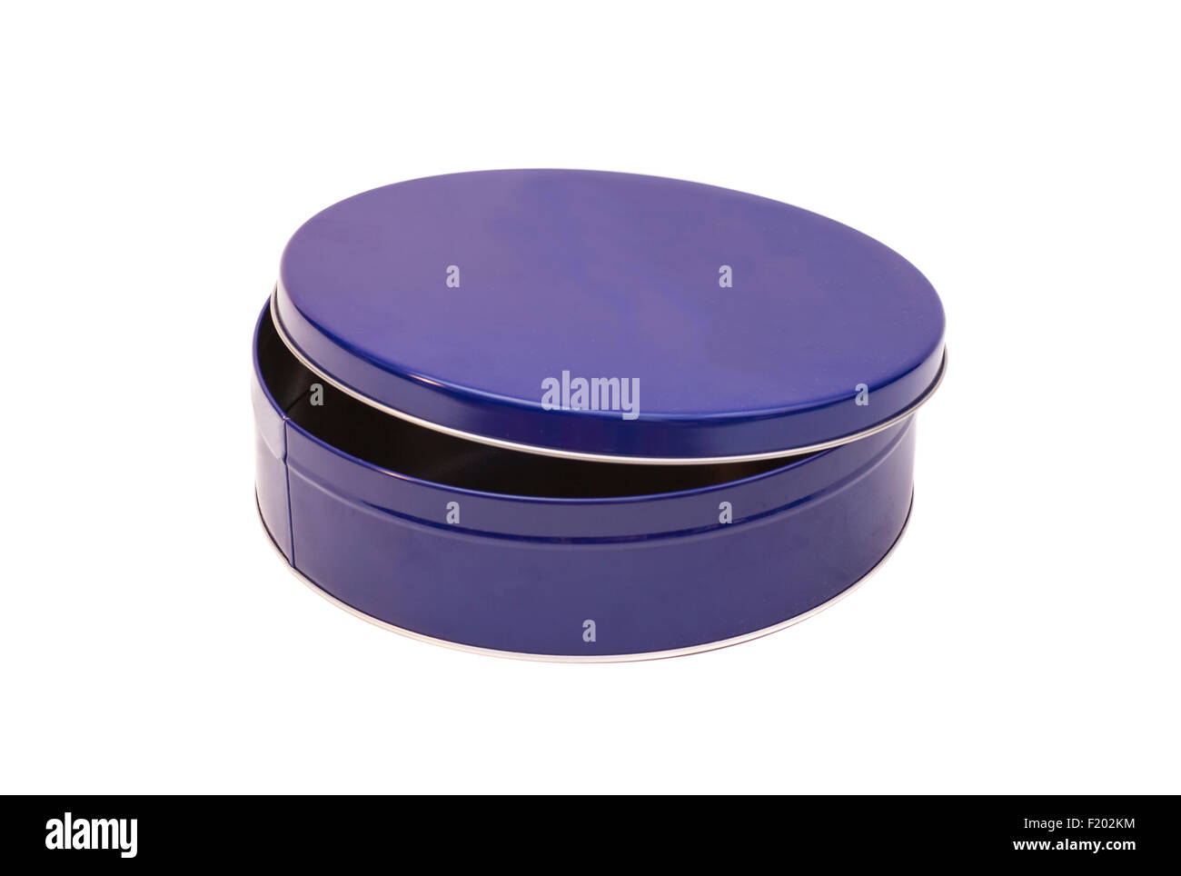 Blue Open Round Metal Box Stock Photo - Alamy