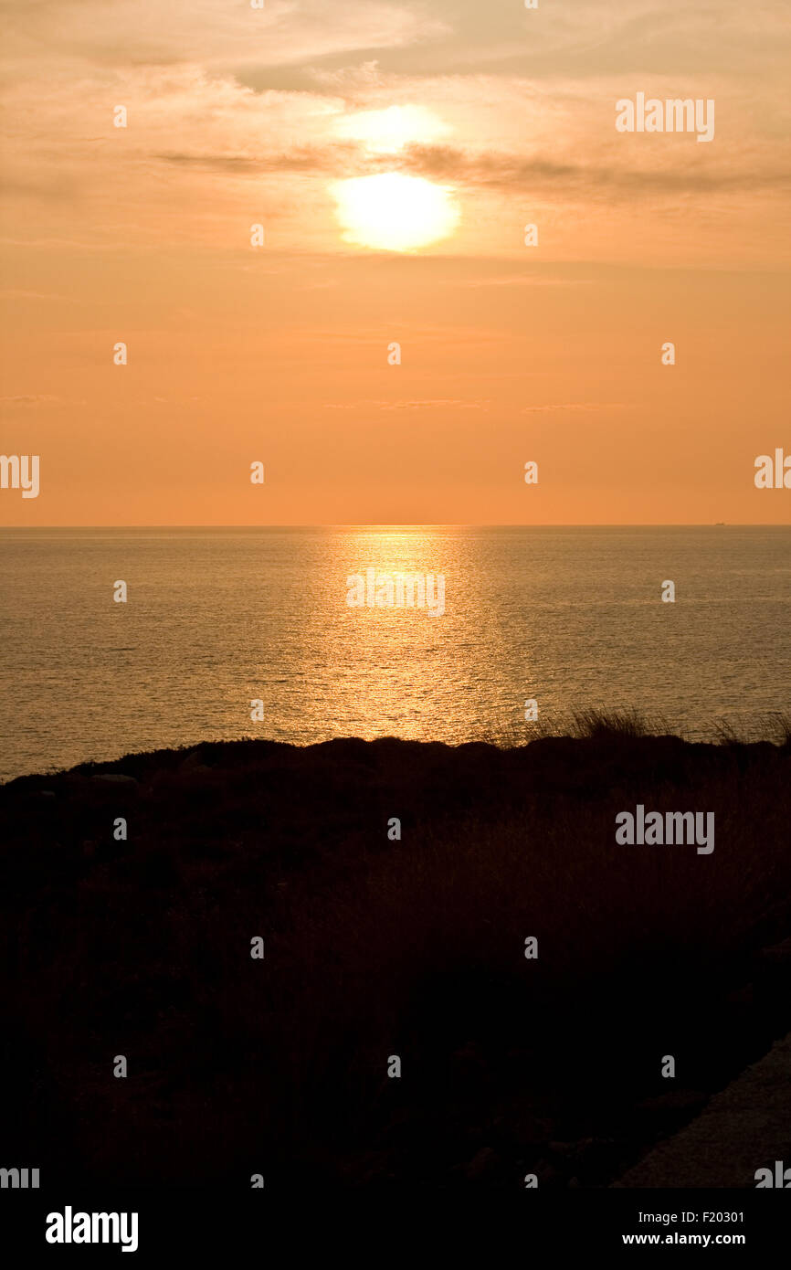 View of Sunset at sea Stock Photo - Alamy