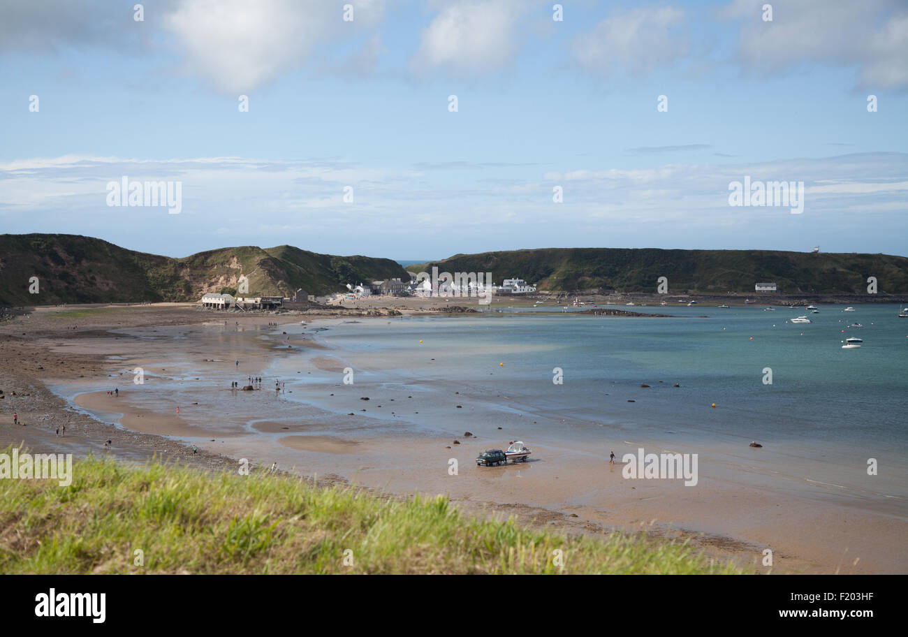 View across the bay at Morfa Nefyn towards the Ty Coch pub on the beach ...