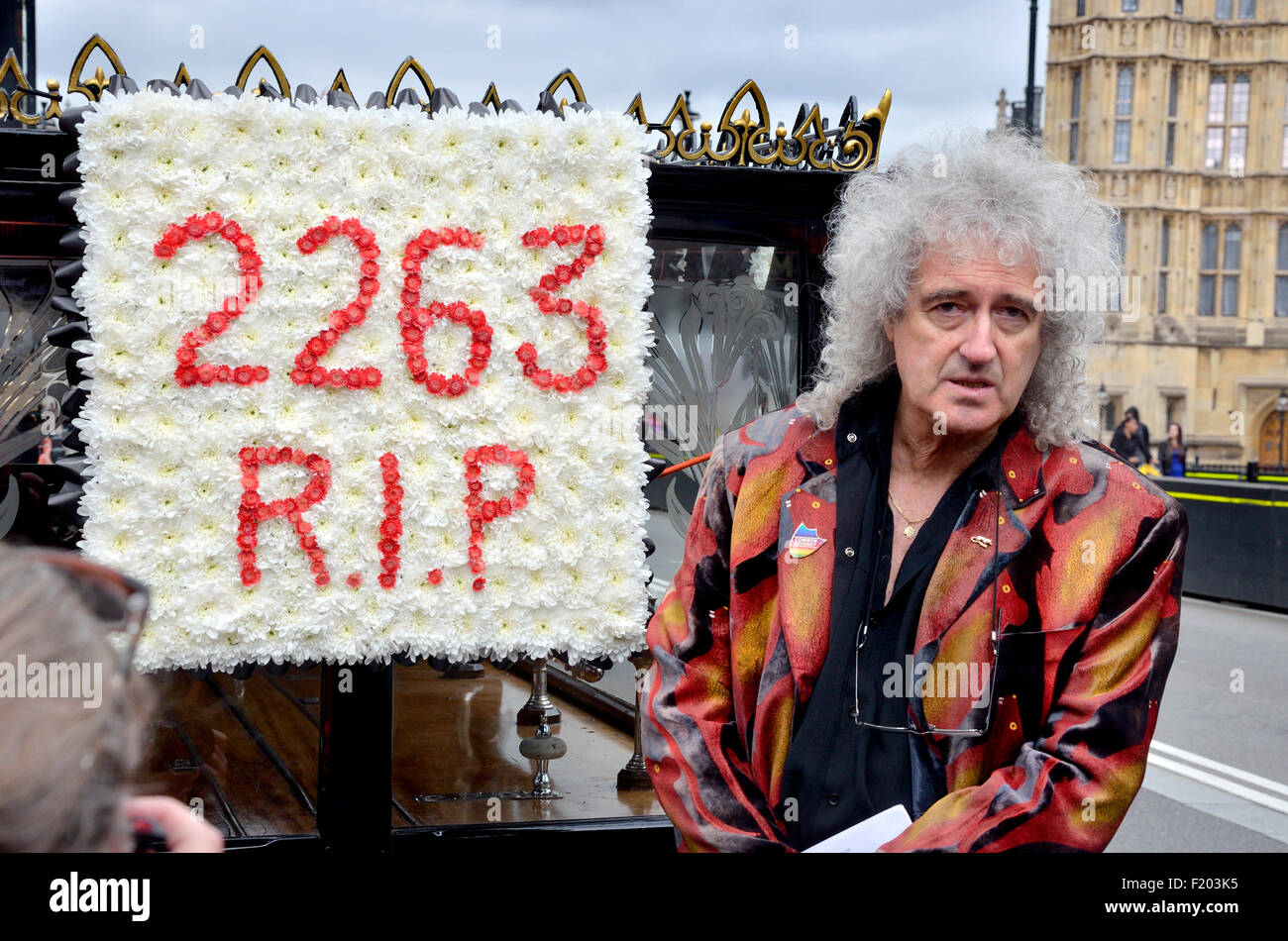 Brian May, former Queen guitarist, campaigning at the Protest Against ...