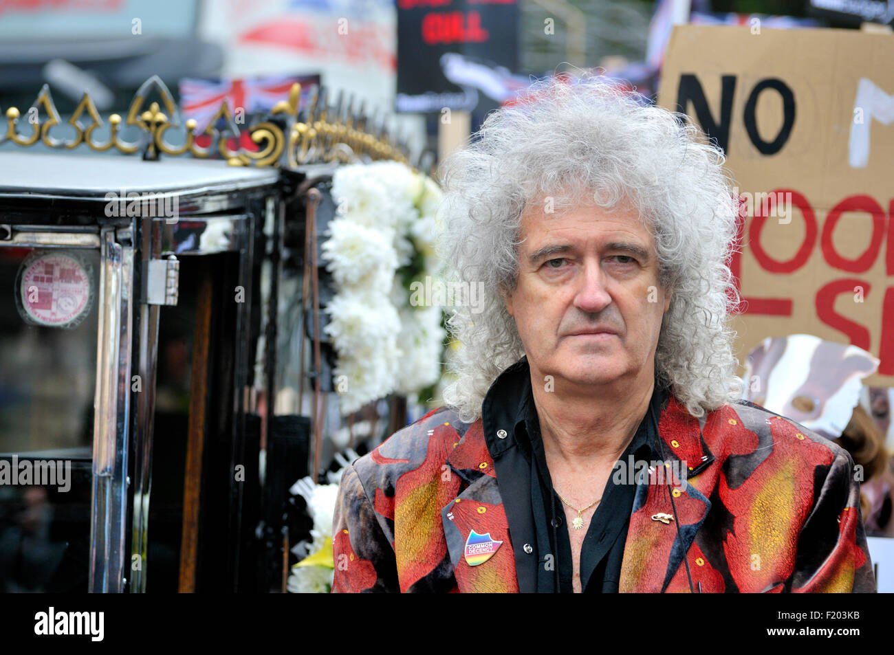 Brian May, former Queen guitarist, campaigning at the Protest Against ...