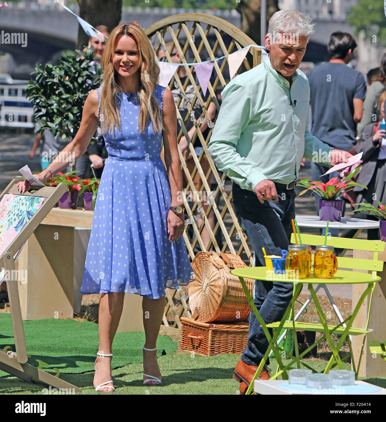 Amanda Holden and Phillip Schofield filming on the Southbank Featuring ...