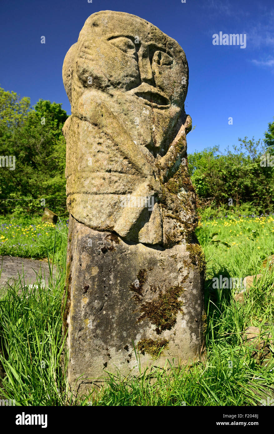 Ireland, County Fermanagh, Boa Island, Carved stone pagan figures that ...