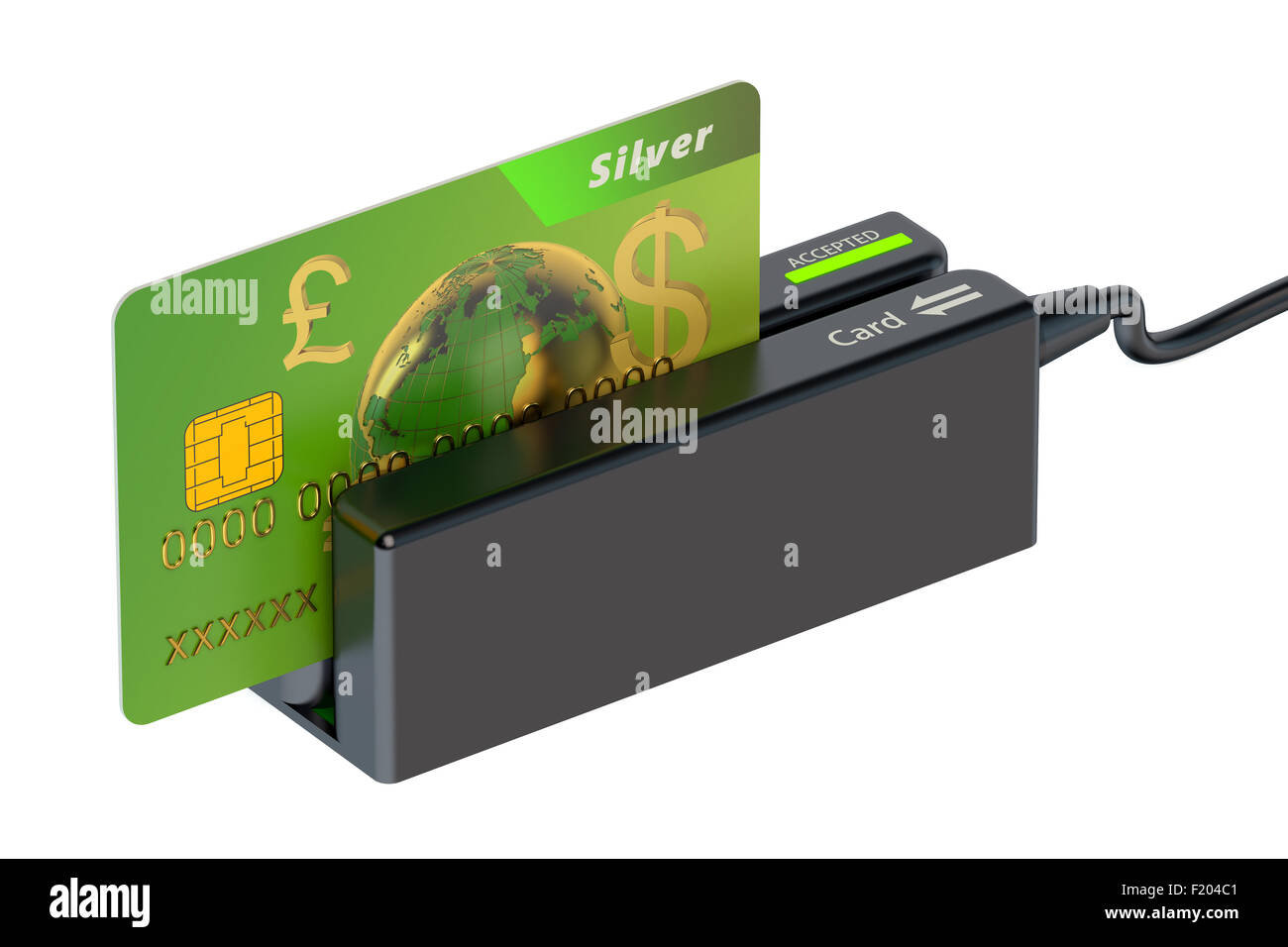 Card reader with credit card isolated on white background Stock Photo ...