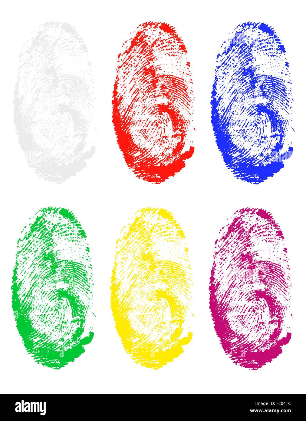 fingerprint of different colors vector illustration isolated on gray ...