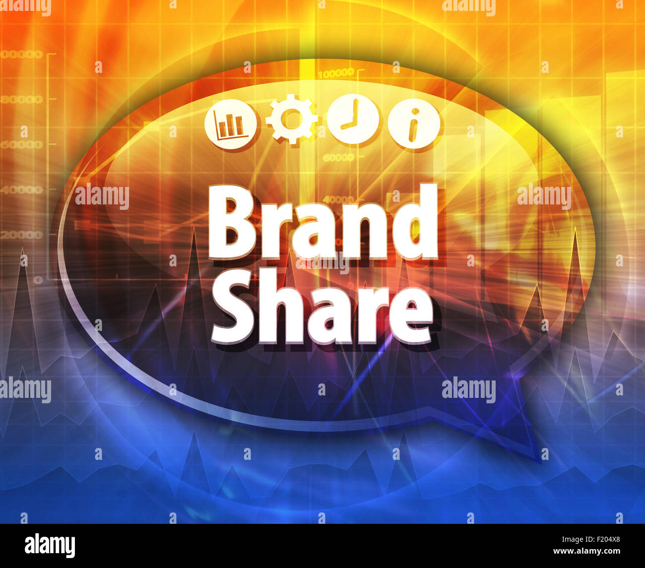 Speech bubble dialog illustration of business term saying Brand Share ...
