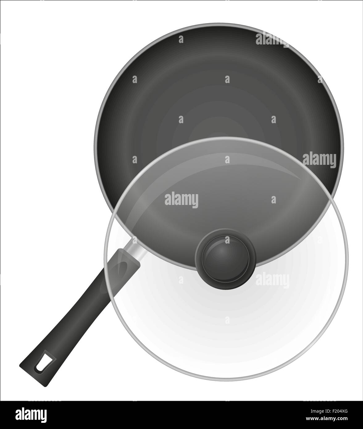 frying pan with a transparent cover vector illustration isolated on ...