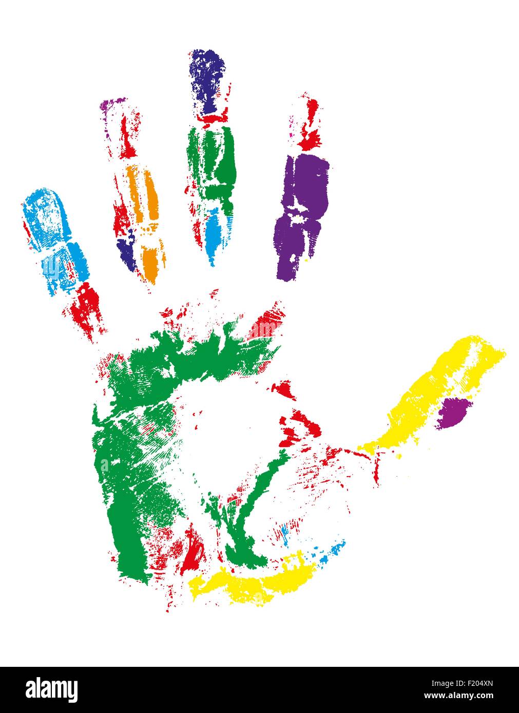 handprint of different colors vector illustration isolated on gray ...