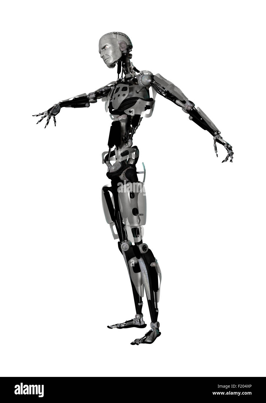 3D digital render of a male cyborg isolated on white background Stock ...