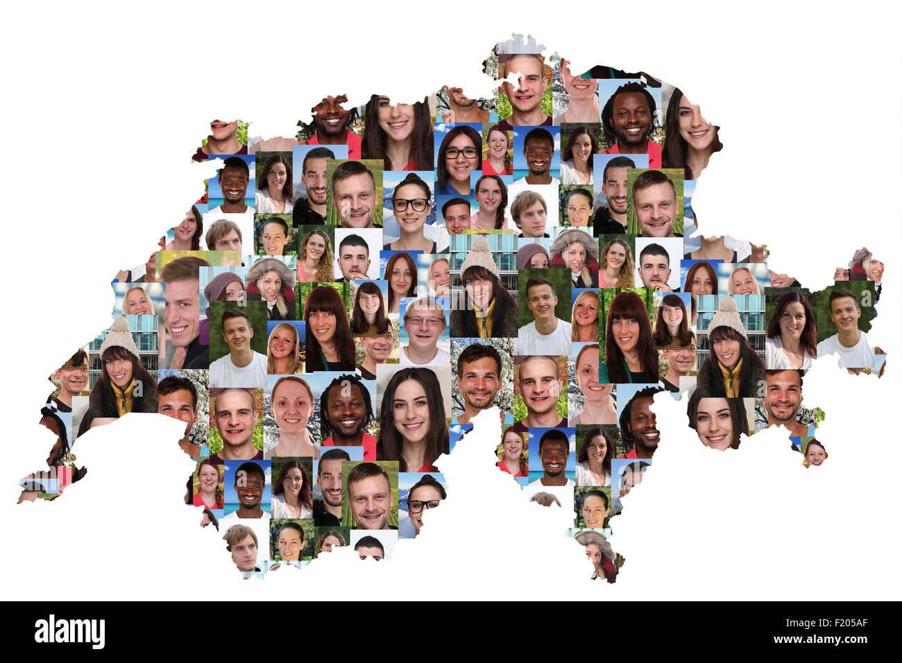 Switzerland map multicultural group of young people integration ...