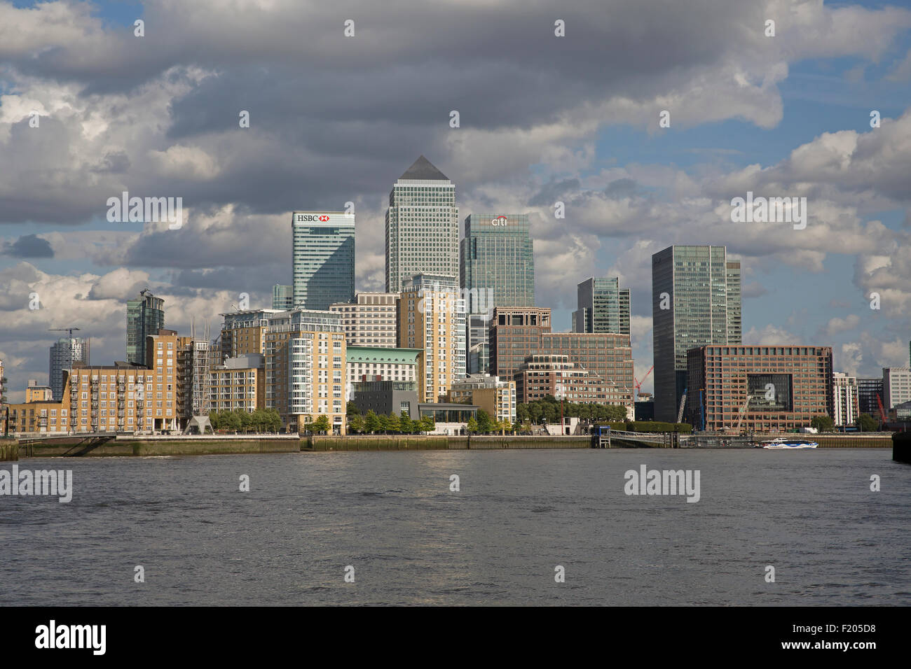 The financial district of London as seen from the River Thames Stock ...
