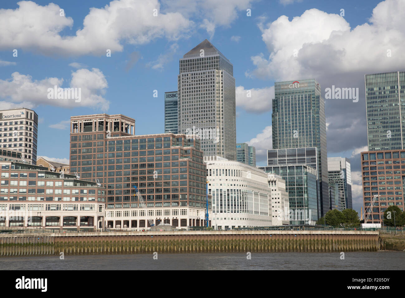 The financial district of London as seen from the River Thames Stock ...