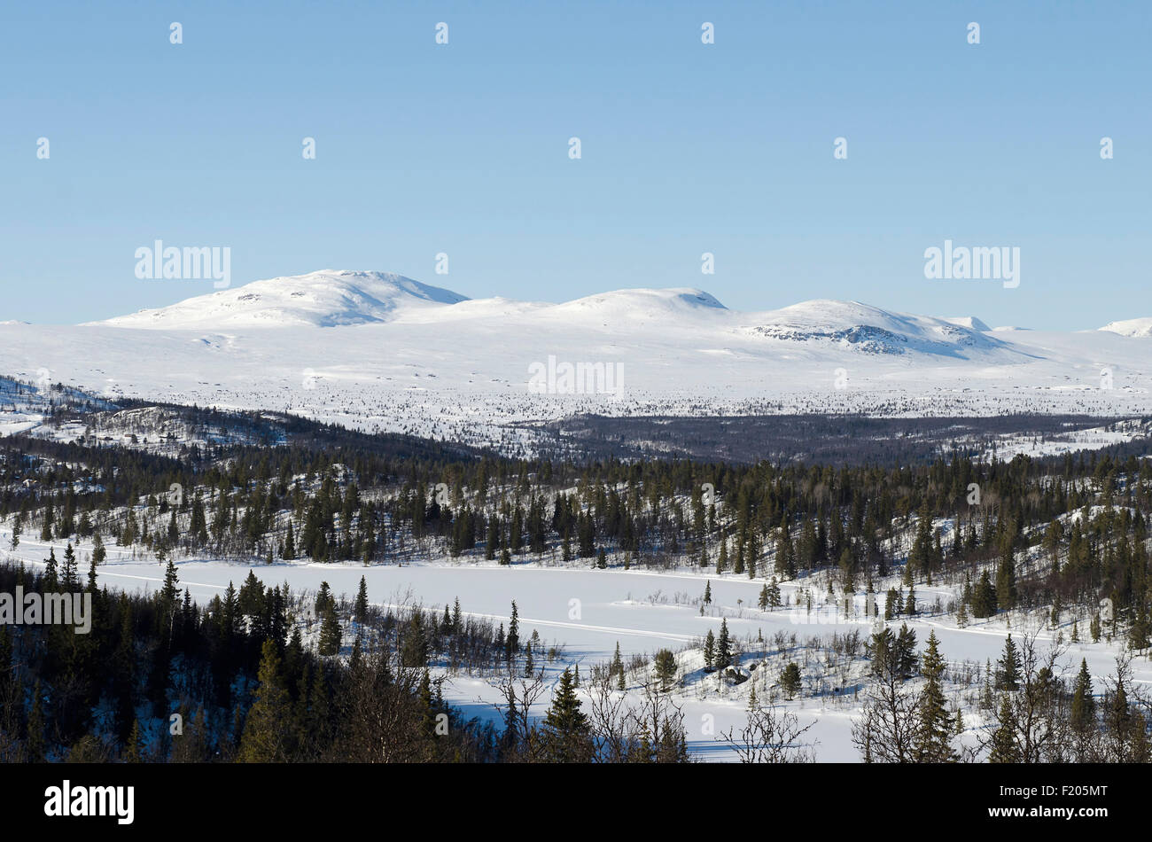 Norway, Central Region, Buskerud County, View of Vindhaugen peak with ...