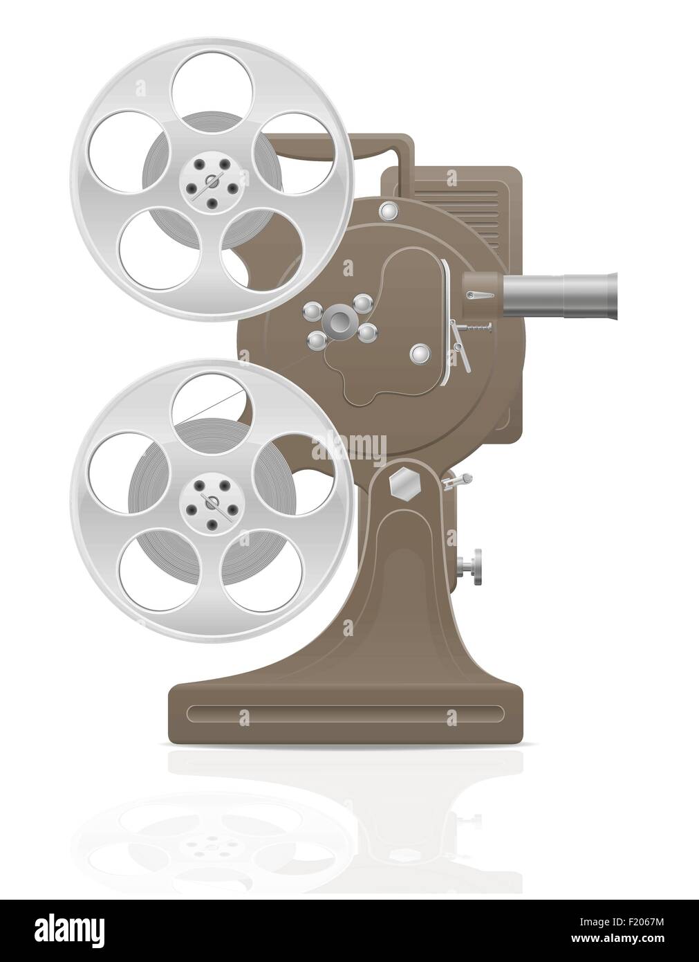 old retro vintage movie film projector vector illustration isolated on ...