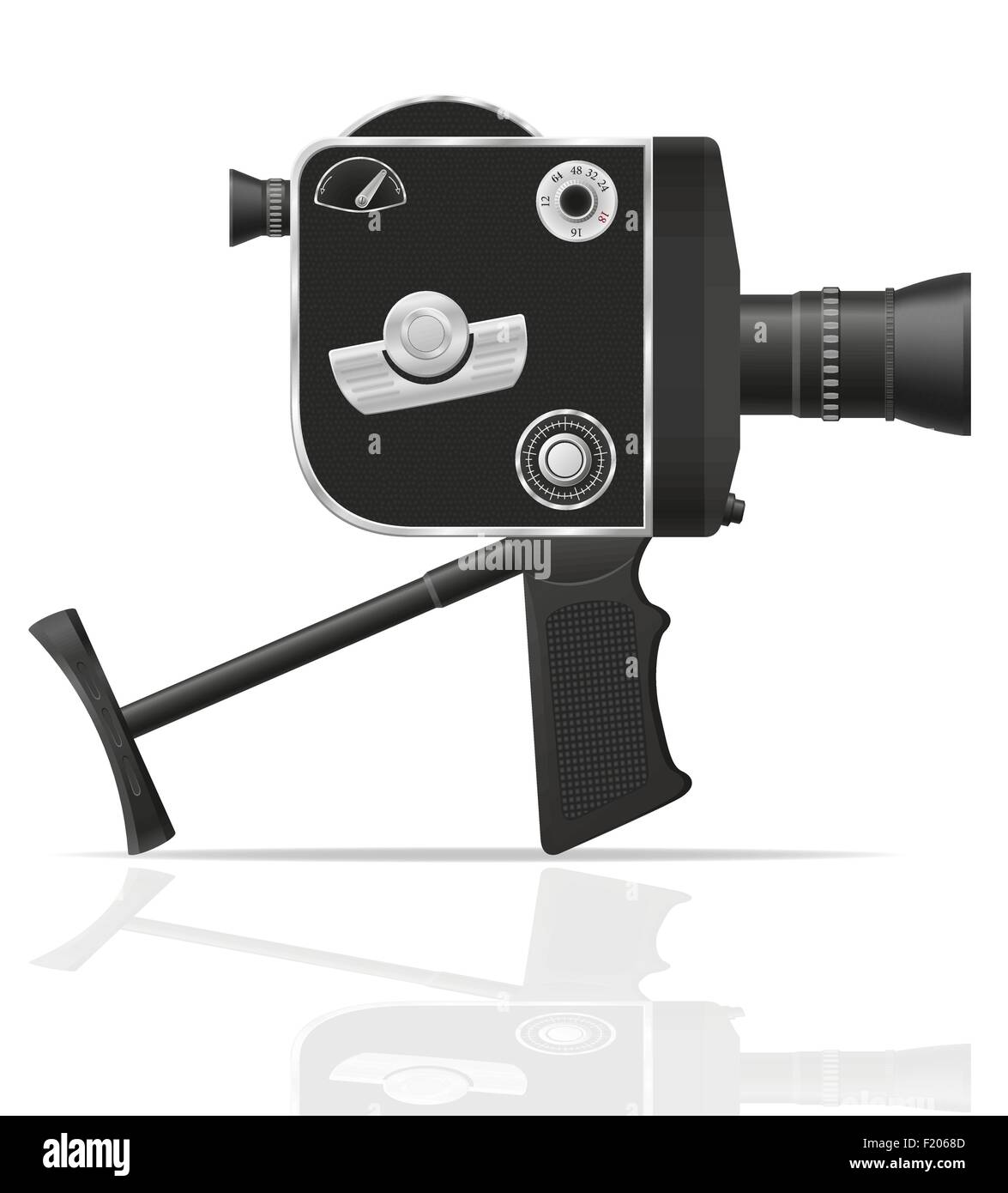 old retro vintage movie video camera vector illustration isolated on ...
