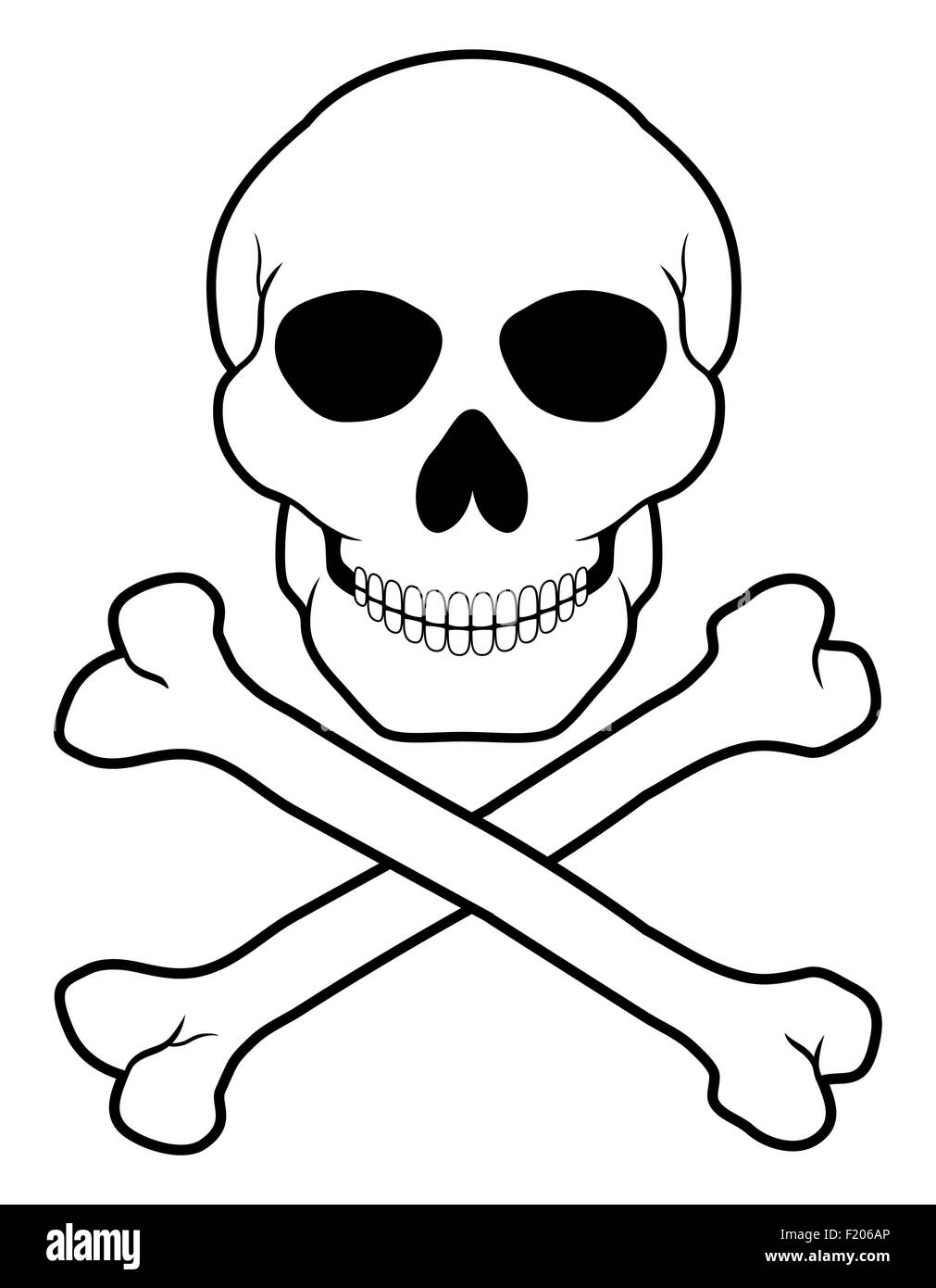 pirate skull and crossbones vector illustration isolated on white ...