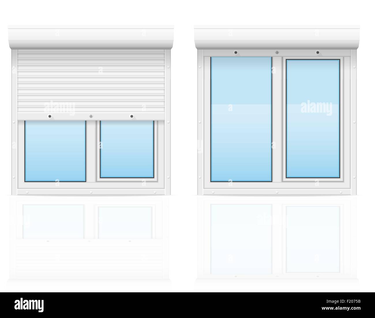 plastic window with rolling shutters vector illustration isolated on ...