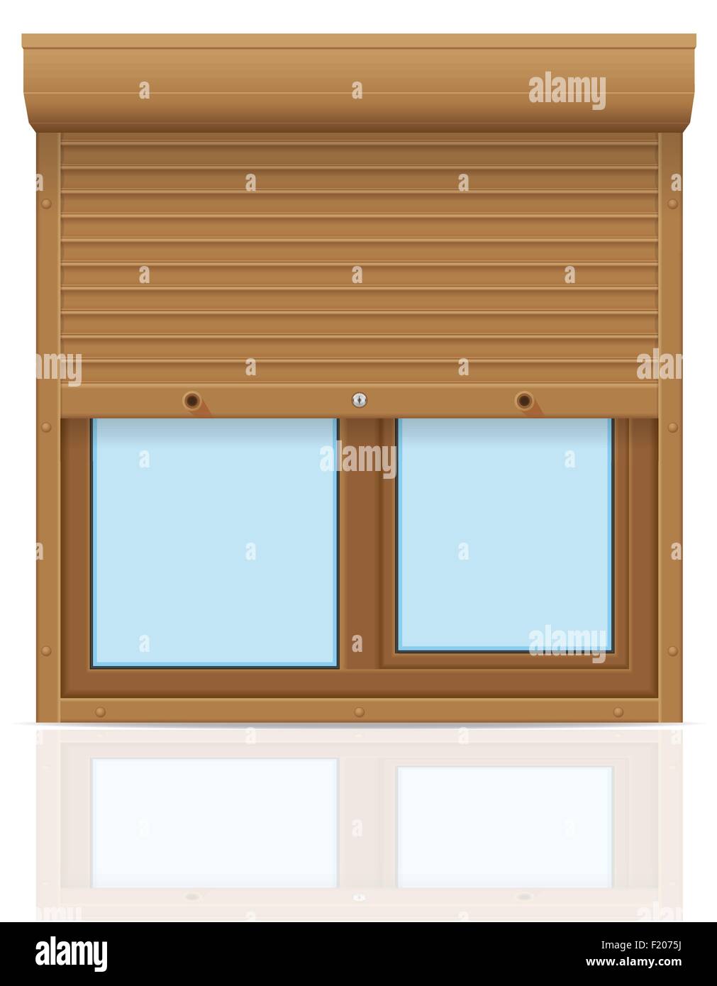 brown plastic window with rolling shutters vector illustration isolated ...
