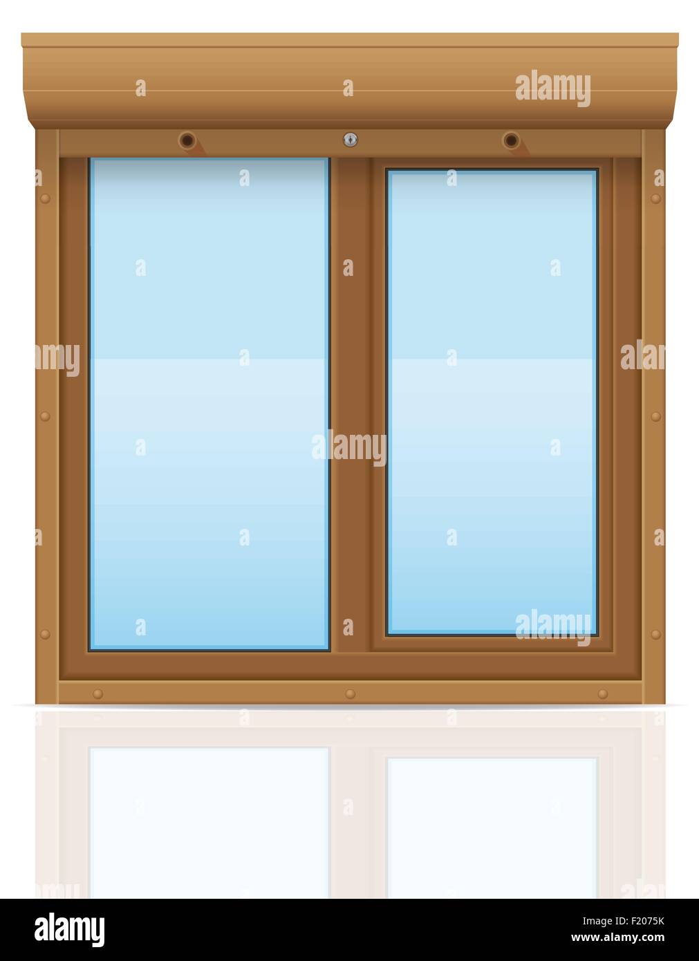 brown plastic window with rolling shutters vector illustration isolated ...