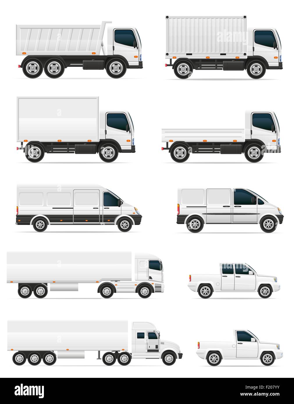 set of icons cars and truck for transportation cargo vector ...